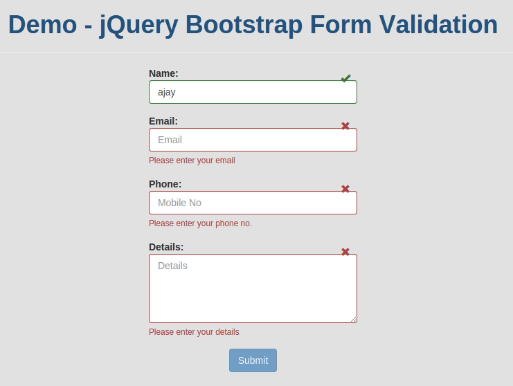 Powerful jQuery Bootstrap Form Validation with Example Powerful jQuery Bootstrap Form Validation with Example