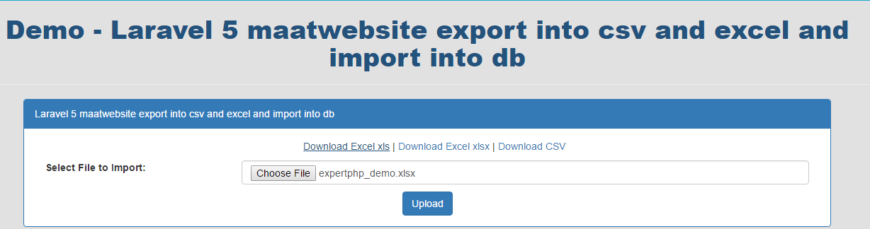 Laravel 5 Maatwebsite Import Excel Into Db And Export Data Into Csv And Excel